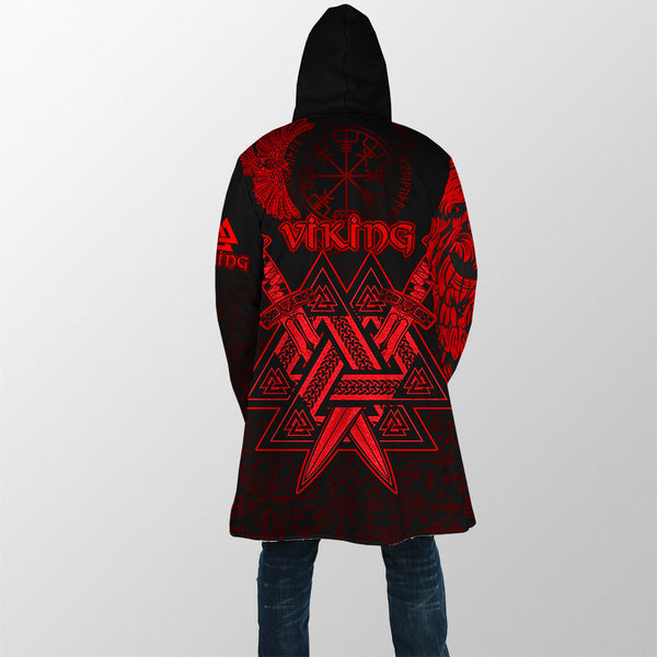 Custom Viking Cloak Valknut Raven Symbol Celtic Vegvisir Red Color LT1 ...