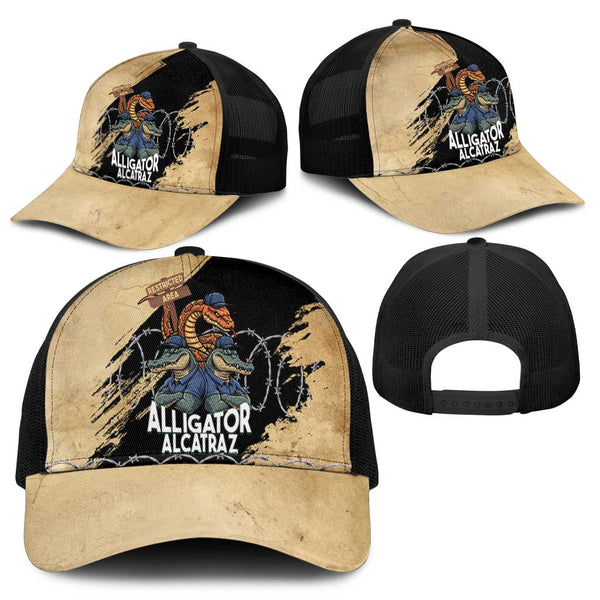 Alligator Alcatraz Baseball Net Cap Gator and Python Restricted Area ...