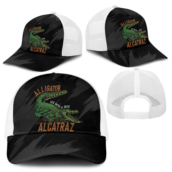 Alligator Alcatraz Mesh Trucker Cap ICE With A Bite - Wonder Print Shop