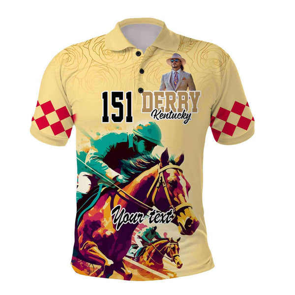 Custom Gold Kentucky Derby Polo Shirt with Photo – Horse Racing ...