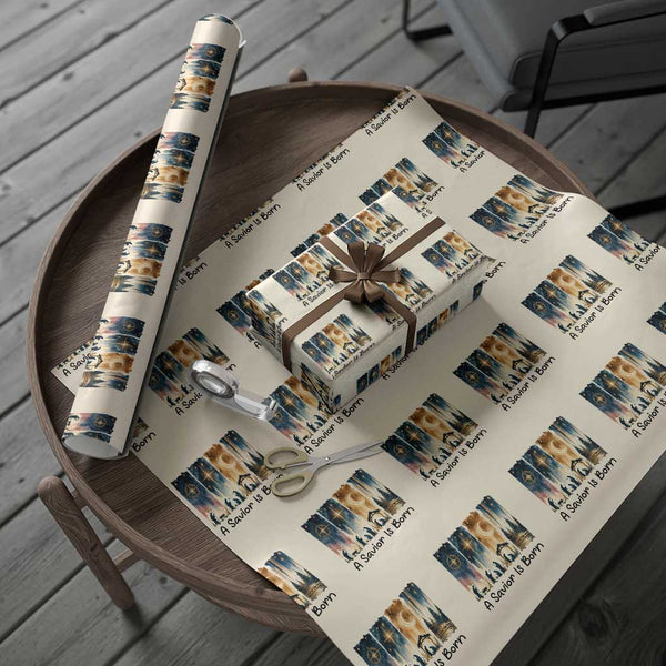 Christian Christmas Wrapping Paper Roll A Savior Is Born Jesus Nativity ...