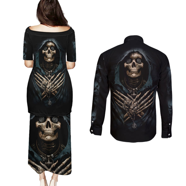 Grim Reaper Couples Matching Puletasi Dress and Long Sleeve Button ...