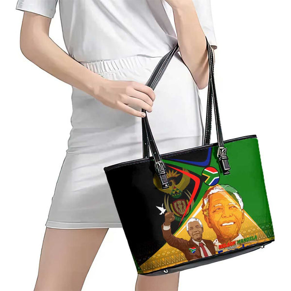 Nelson Mandela Happy Freedom Day Leather Tote Bag South Africa Heritage ...