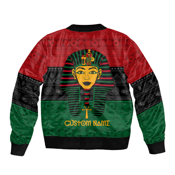 Personalized Pharaoh In Pan-African Colors Sleeve Zip Bomber Jacket ...