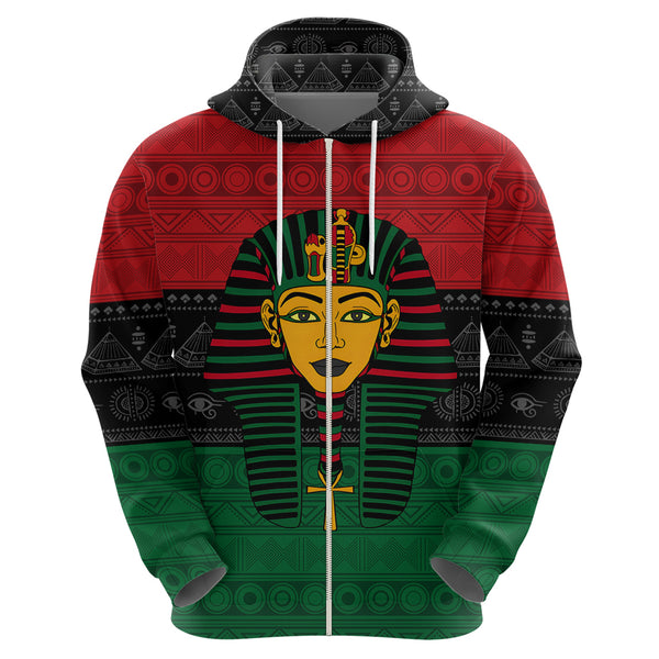 Personalized Pharaoh In Pan-African Colors Zip Hoodie Ancient Egypt ...