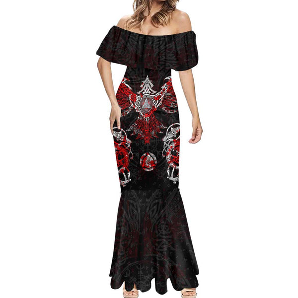 Raven And Norse Runes Mermaid Dress Viking - Wonder Print Shop