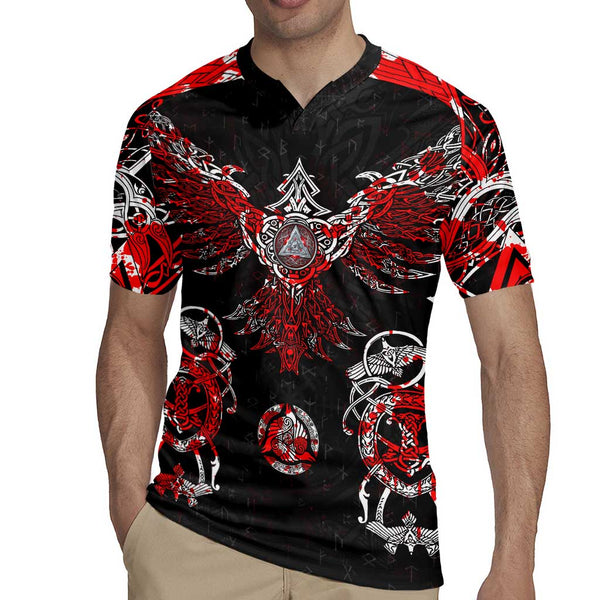 Raven And Norse Runes Rugby Jersey Viking - Wonder Print Shop