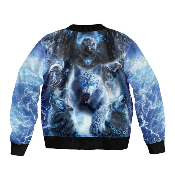 Native American Wolf And Eagle Bomber Jacket Thunder Style - Wonder ...