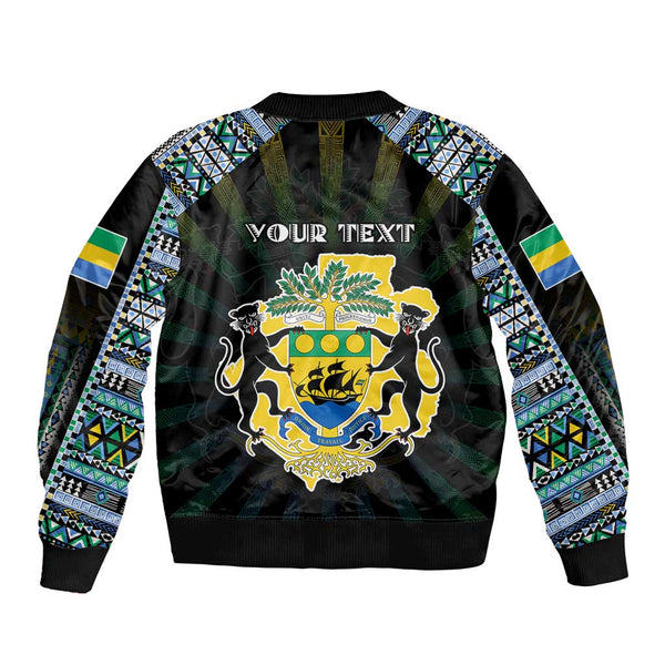 Personalized Gabon Roots Sleeve Zip Bomber Jacket African Map in ...