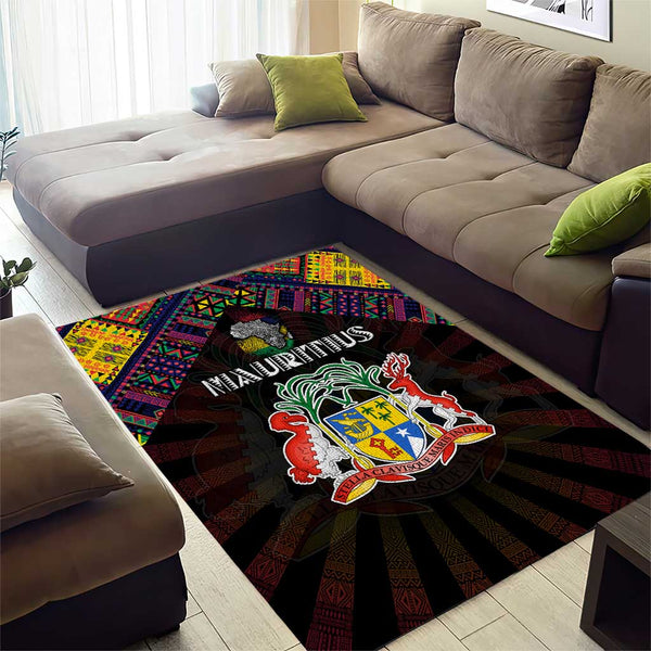 Mauritius Roots Area Rug African Map in Fingerprint and Tribal Colors ...
