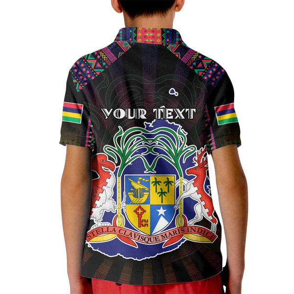 Personalized Mauritius Roots Kid Polo Shirt African Map in Fingerprint ...