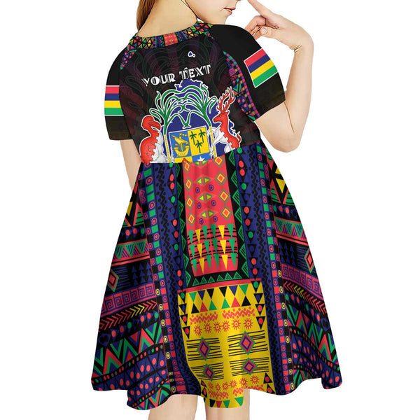 Personalized Mauritius Roots Kid Short Sleeve Dress African Map in ...