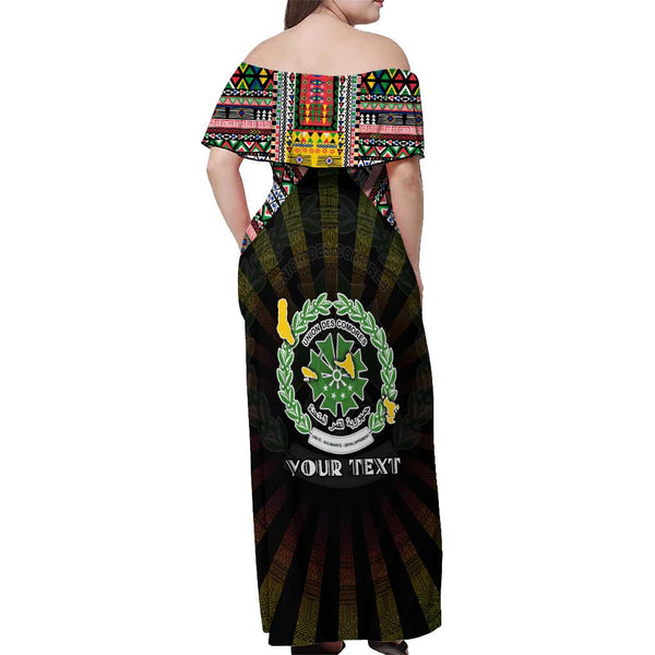 Personalized Comoros Roots Off Shoulder Maxi Dress African Map in ...