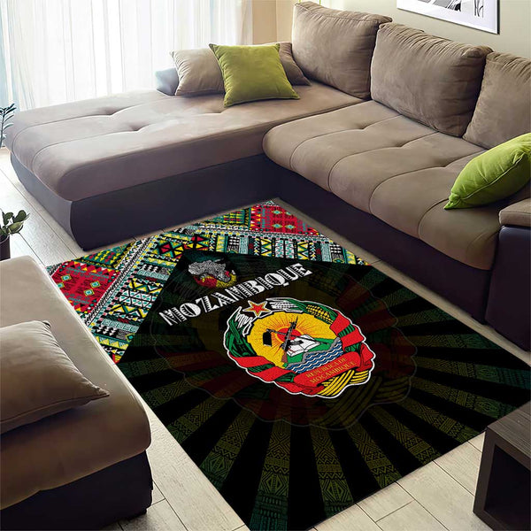 Mozambique Roots Area Rug African Map in Fingerprint and Tribal Colors ...