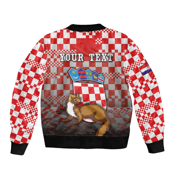 Personalized Croatia Sleeve Zip Bomber Jacket Kuna Zlatica With Symbol ...