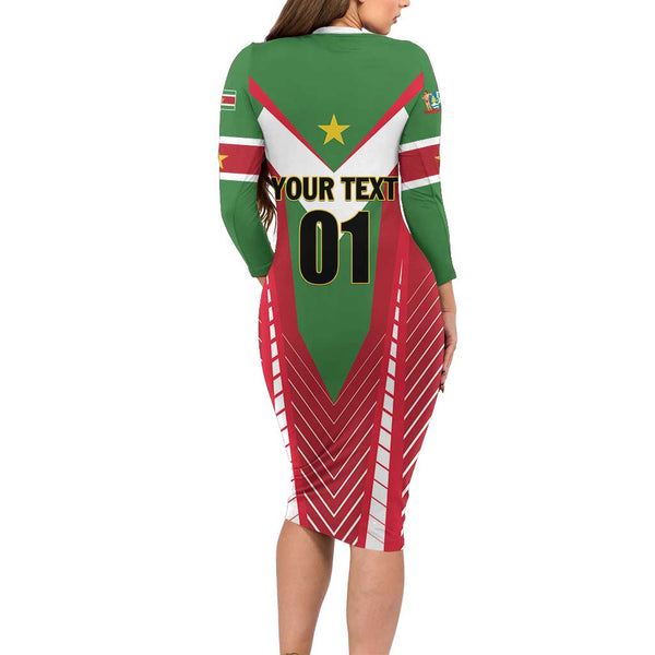Custom Suriname Football Long Sleeve Bodycon Dress Go Sranankondre ...