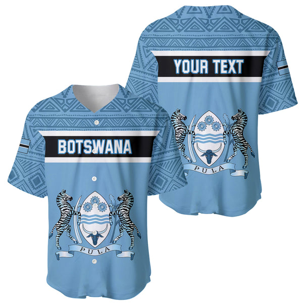 Personalised Botswana Baseball Jersey Tswana Pula African Pattern ...