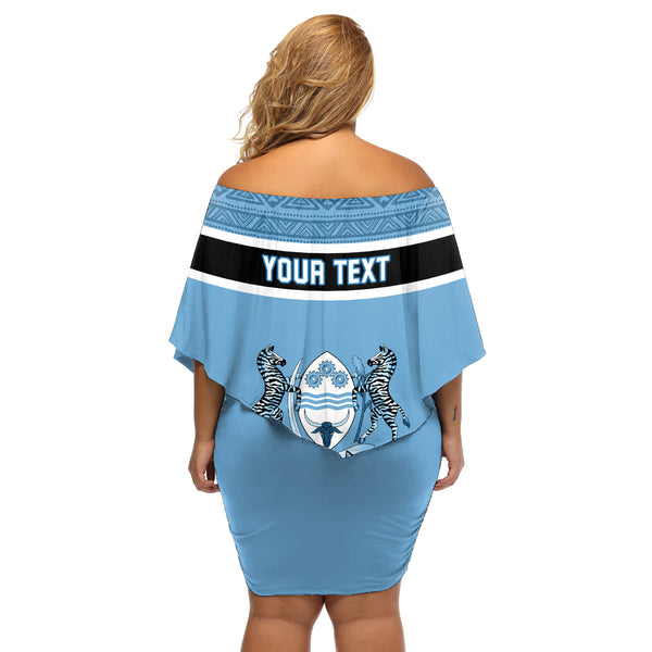 Personalised Botswana Off Shoulder Short Dress Tswana Pula African ...