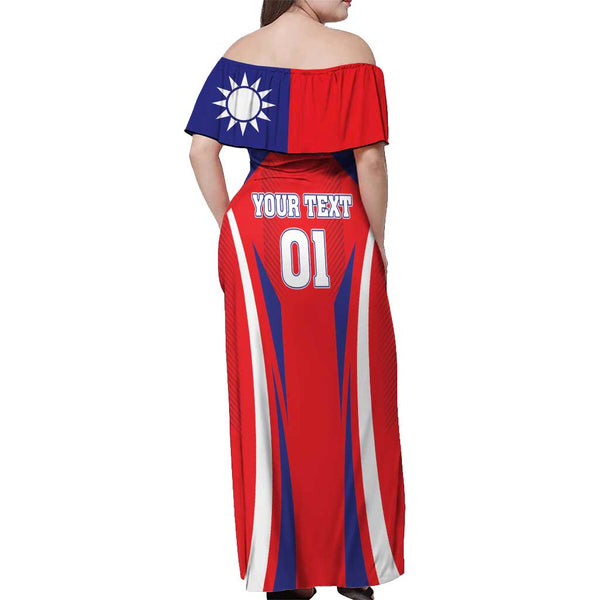 Custom Taiwan Off Shoulder Maxi Dress Taiwanese Sporty Flag Style ...