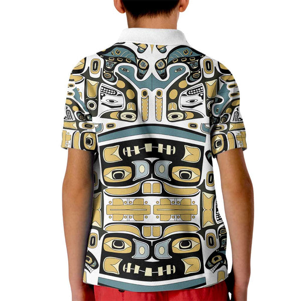 Canada Chilkat Pattern Kid Polo Shirt Haida Spirit - Wonder Print Shop