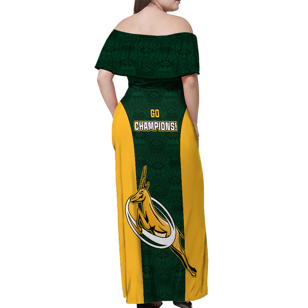 South Africa Rugby Off Shoulder Maxi Dress Springboks Go Champions ...