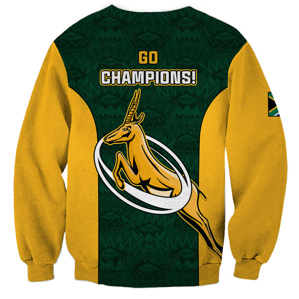 South Africa Rugby Sweatshirt Springboks Go Champions Protea Pattern L ...