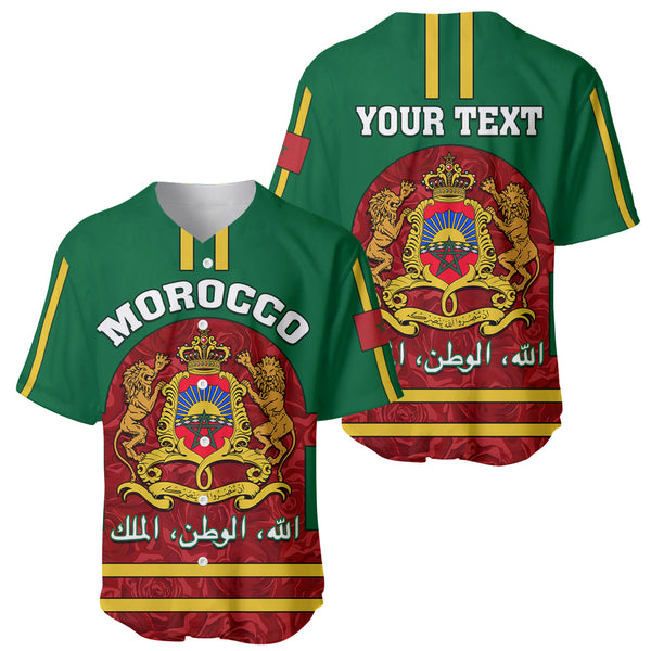 Morocco Proclamation Day Baseball Jersey Marruecos Coat of Arms Roses ...