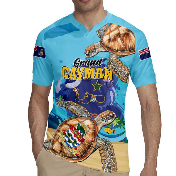 Grand Cayman Map Sea Turtle Rugby Jersey Ocean Vibes - Wonder Print Shop