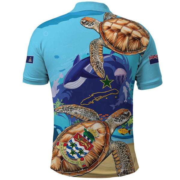 Little Cayman Map Sea Turtle Polo Shirt Ocean Vibes - Wonder Print Shop