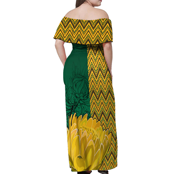 South Africa Off Shoulder Maxi Dress Springbok and Proteas African ...