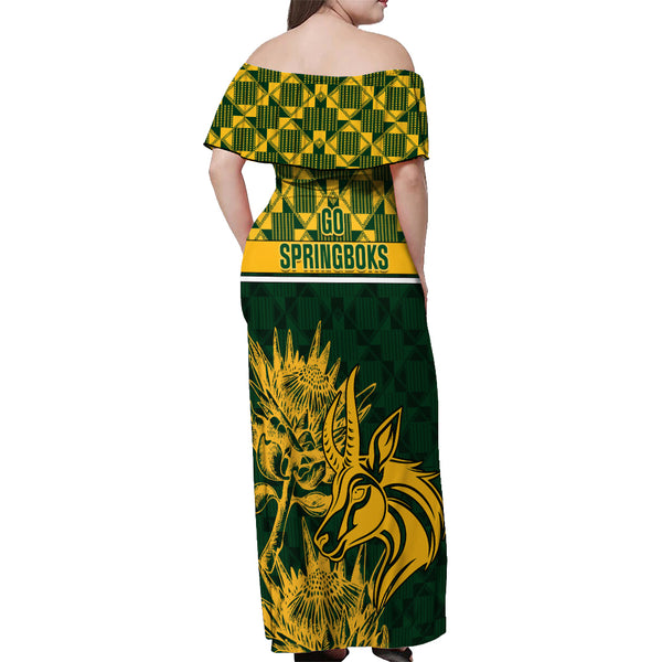 South Africa Rugby Off Shoulder Maxi Dress Go Springboks African Patte ...