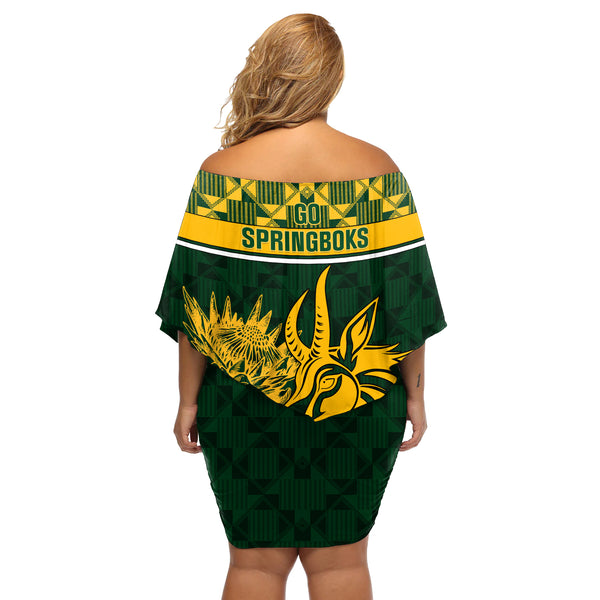 South Africa Rugby Off Shoulder Short Dress Go Springboks African ...