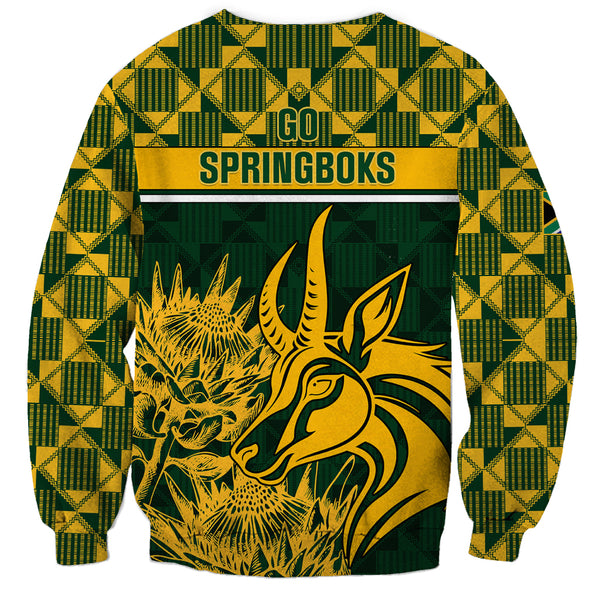 South Africa Rugby Sweatshirt Go Springboks African Pattern - Wonder ...