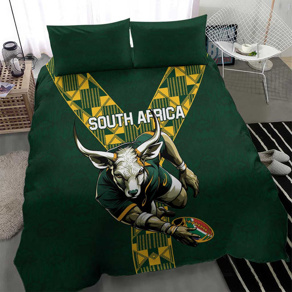 Custom South Africa 2024 Rugby Bedding Set Go Springboks Protea Pattern ...