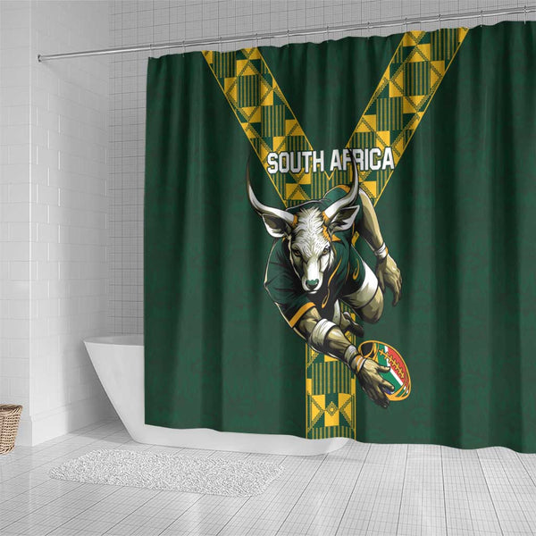 Custom South Africa 2024 Rugby Shower Curtain Go Springboks Protea Pat ...