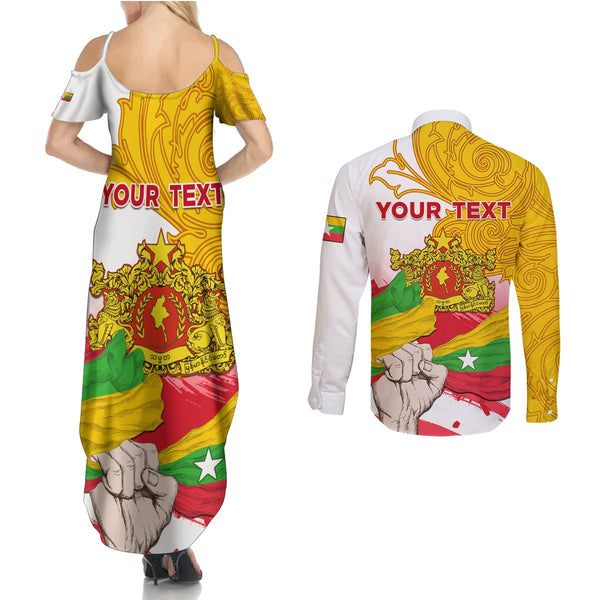 Myanmar Independence Day Couples Matching Summer Maxi Dress and Long ...