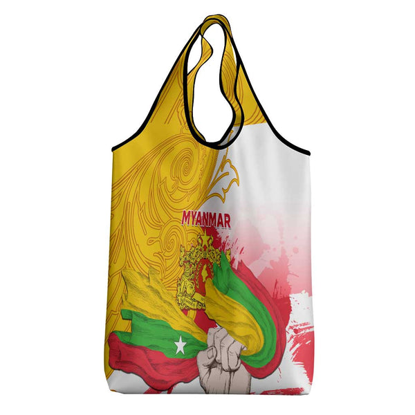 Myanmar Independence Day Grocery Bag Brahmadesh Kanote Pattern - Wonder ...