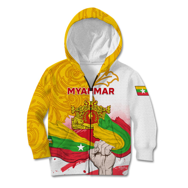 Myanmar Independence Day Kid Hoodie Brahmadesh Kanote Pattern - Wonder ...