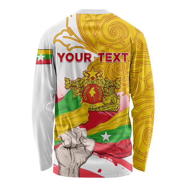 Myanmar Independence Day Long Sleeve Shirt Brahmadesh Kanote Pattern ...