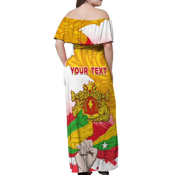 Myanmar Independence Day Off Shoulder Maxi Dress Brahmadesh Kanote ...