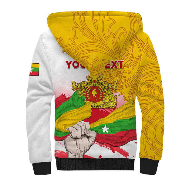 Myanmar Independence Day Sherpa Hoodie Brahmadesh Kanote Pattern ...