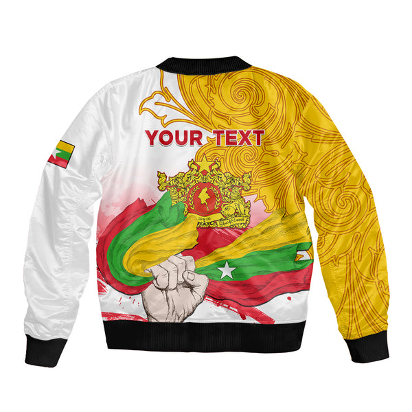 Myanmar Independence Day Sleeve Zip Bomber Jacket Brahmadesh Kanote ...
