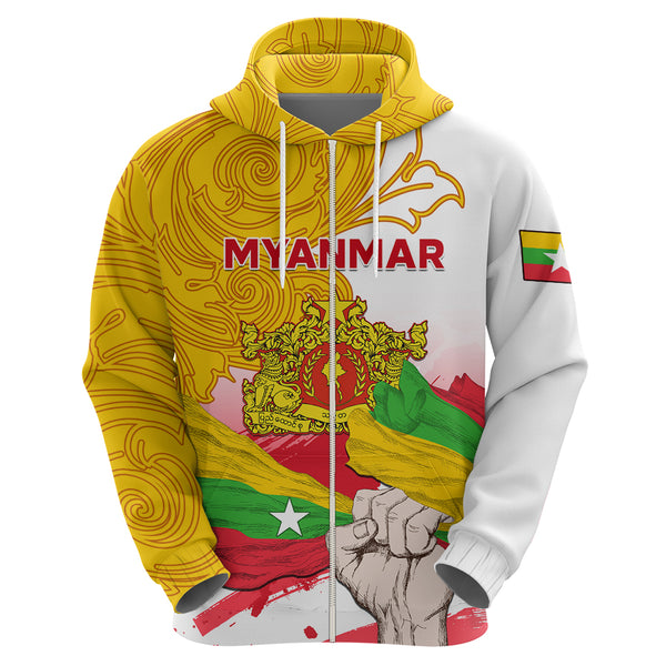 Myanmar Independence Day Zip Hoodie Brahmadesh Kanote Pattern - Wonder ...