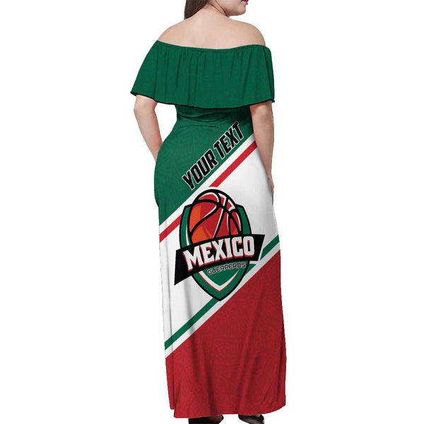 Personalized Mexico Basketball Off Shoulder Maxi Dress Guerreros Go ...