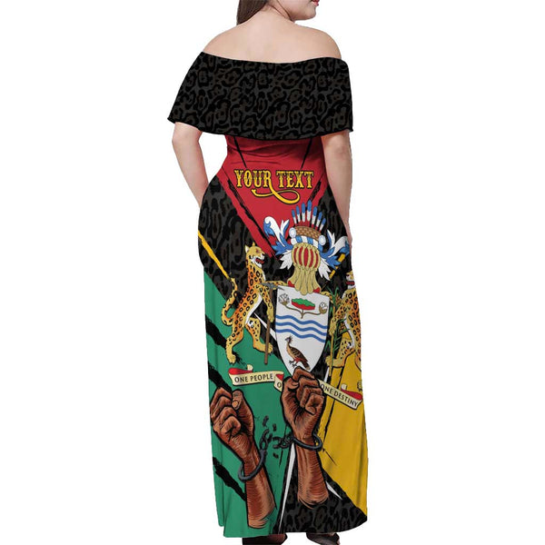 Personalized Guyana Emancipation Day Off Shoulder Maxi Dress Jaguar ...