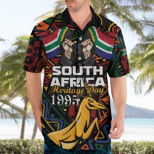 South African Heritage Day Hawaiian Shirt Springbok African Pattern ...