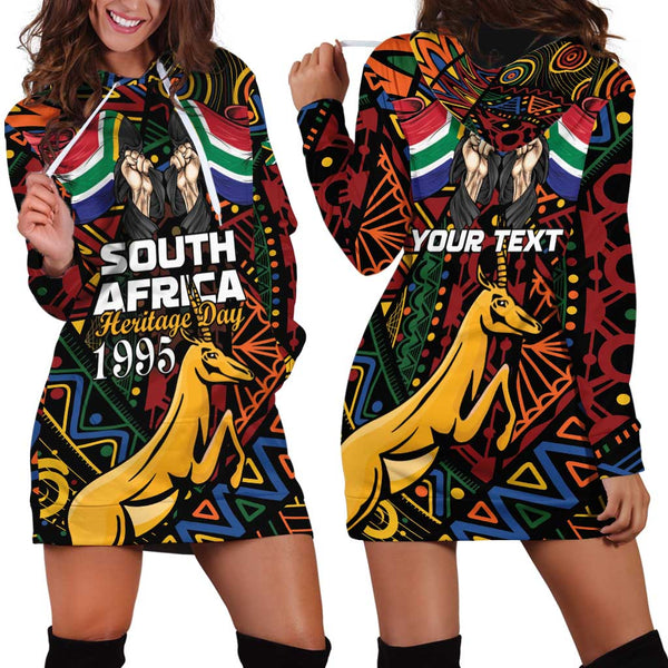 South African Heritage Day Hoodie Dress Springbok African Pattern ...