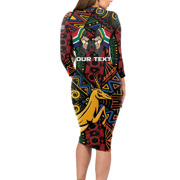 South African Heritage Day Long Sleeve Bodycon Dress Springbok African ...