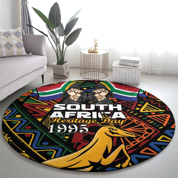 South African Heritage Day Round Carpet Springbok African Pattern LT01 ...