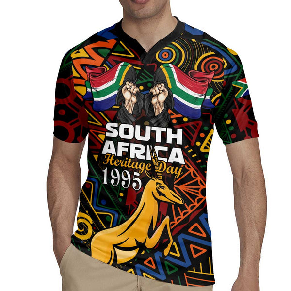 South African Heritage Day Rugby Jersey Springbok African Pattern ...